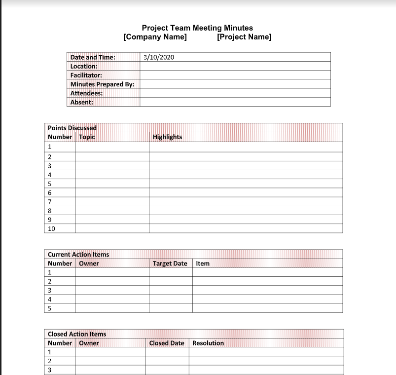 Team Meeting Agenda Template Word