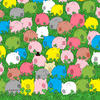 Can You Find the Four-Leaf Clover Hidden Among the Pigs?