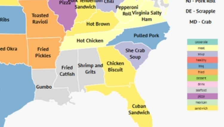 Map Reveals Which Food Each State Is Most Well-Known For