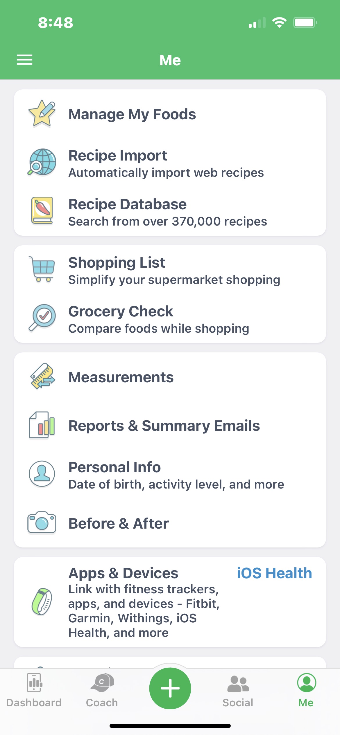 Use MyNetDiary's easy shopping list to simplify your grocery shopping