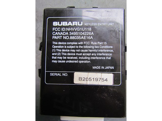 2004 Subaru Legacy Outback Keyless Entry Module 88035AE16A in Avon, MN ...