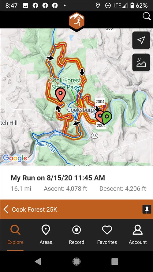 2020 Cook Forest 25k Trail Challenge 16.5 Miler - Self Recorded Results