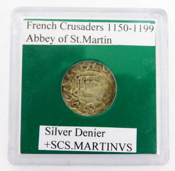 French Crusader 1150-1199 Rare Silver Denier Coin - US Auction Online