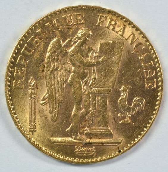 Lustrous 1897-A France 20 Francs Gold 'Angel' coin - US Auction Online