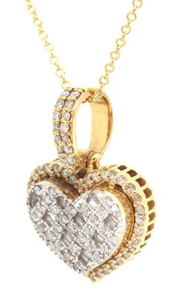 14kt Yellow gold Dadwani diamond heart shaped pendant on chain - U.S ...