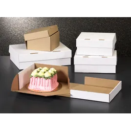 Cake Box 14X14X5.5 IN Corrugated Paperboard White Kraft Square 25/Case ...