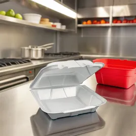 Victoria Bay Take-Out Container Hinged 8X8X3.38 IN Polystyrene Foam ...