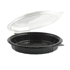 Cold Take-Out Container Hinged With Dome Lid 9X9 IN RPET Black Clear ...