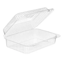 Essentials Take-Out Container Hinged With Dome Lid 75 OZ 9X6X3 IN PET Clear Rectangle Deep Bar ...
