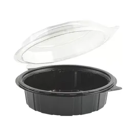 Cold Take-Out Container Hinged With Dome Lid 7.889 IN RPET Black Clear ...