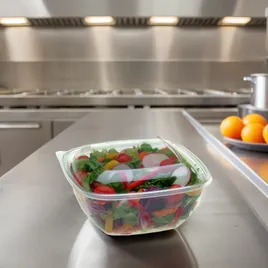 Bowl & Lid Combo With Dome Lid Medium (MED) 32 OZ PET Clear Square With ...