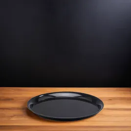 WNA CheckMate Serving Tray 12 IN PS Black Round 25/Case | Imperial Dade