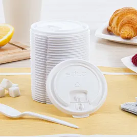 Solo® Lid Flat PS White For 10-24 OZ Hot Cup Lock Tab Sip Through Lift ...