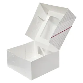 String Ensemble Cake Box 10X10X5 IN Paper White Square String With ...