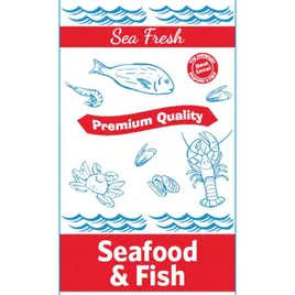 Shellfish Bag 4.75X7.75+17.5 IN 1 Peck Paper White Blue Red Sea Fresh ...