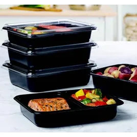 Take-Out Container Base 6.5X8.5X1.5 IN CPET Black Rectangle 390/Case | Imperial Dade
