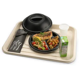 Dinex® Plate 9 IN 3 Compartment PP Black Round 500/Case | Imperial Dade