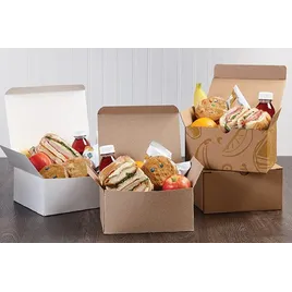 Take-Out Box Hinged With Flat Lid 9.5X7.5X3.63 IN Paperboard White ...