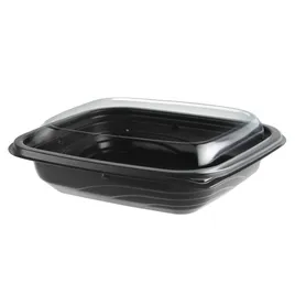 Cold Take-Out Container Base & Lid Combo With Dome Lid 12 OZ PET Black ...