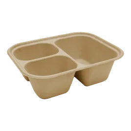 Take-Out Container Base 9.8X7.6X3 IN 3 Compartment Pulp Fiber Kraft ...