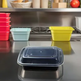 Take-Out Container Base & Lid Combo With Dome Lid 12 OZ Plastic Black ...