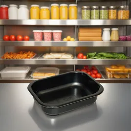 Take-Out Container Base 6.63X5X1.5 IN CPET Black Rectangle Oven Safe ...