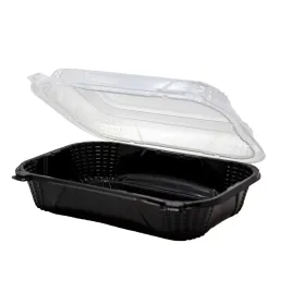 ProView Take-Out Container Hinged Large (LG) 9X7X3 IN PP Black Rectangle 300/Case | Imperial Dade
