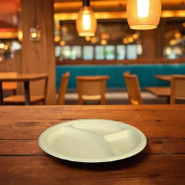 Victoria Bay Plate 10 IN 3 Compartment Fiber Kraft Round 500/Case ...