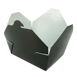 Bio-Pak® #8 Take-Out Box Fold-Top 6.75X5.4375X2.5 IN Paper Black ...