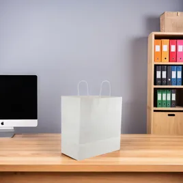 Victoria Bay Shopper Bag 14X8X14 IN Paper White Gusset 200/Case ...