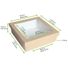 Take-Out Box Base & Lid Combo 8.7X8.7X3.2 IN Corrugated Paperboard ...