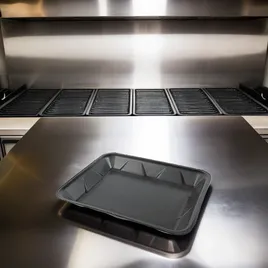 4P Meat Tray 9.25X7.18 IN Polystyrene Foam Black Rectangle 400/Case ...