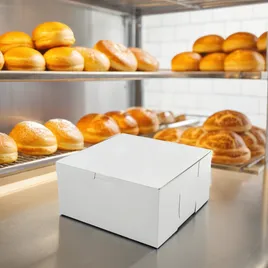 Bakery Box 8X8X4 IN Clay-Coated Kraft Board White Kraft Square Lock ...