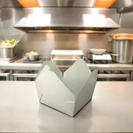 Bio-Pak® Take-Out Box Fold-Top 9.375X9.375X3.5 IN Paper White Square ...