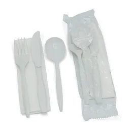 Victoria Bay 4PC Cutlery Kit PP White Medium Weight With Napkin,Fork ...