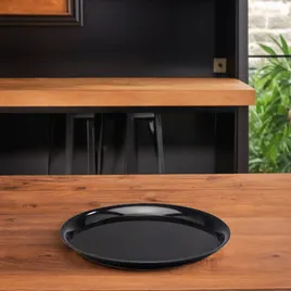 WNA CheckMate Serving Tray 16 IN PS Black Round 25/Case | Imperial Dade