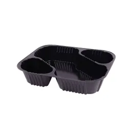 Take-Out Container Base 8.5X7 IN 3 Compartment OPS Black Rectangle 500 ...