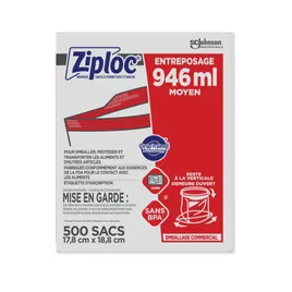 Ziploc® Storage Bag 1 QT Plastic 1.75MIL Clear With Double Zip Seal ...