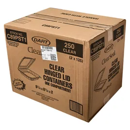Dart® ClearSeal® Take-Out Container Hinged 8.3X8.3X2 IN OPS Clear Square Shallow 125 Count/Pack ...