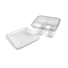 Deli Container Base & Lid Combo With Flat Lid 4 Compartment PET Clear ...