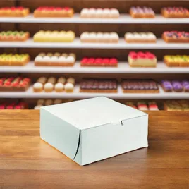 Easy Lock Cake Box 6X6X4 IN SUS Paperboard CRB White Square Lock Corner ...