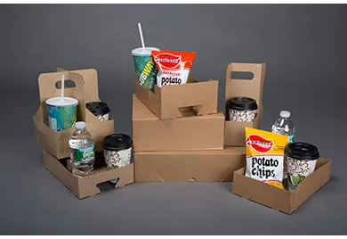 Cup Carrier 10X6.75X2.5 IN 4 Compartment Paper Kraft Without Handle ...