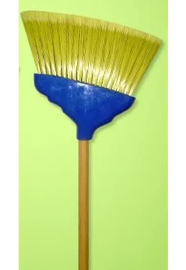 General Purpose Broom Medium (MED) 48IN Yellow Blue Wood PET Angled ...
