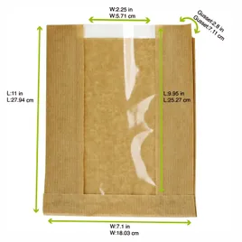 Bag 11X7.1X2.8 IN Paper Kraft With Window Microwave Oven Safe Freezer ...