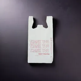 Bag 1/6 HDPE 12MIC White Thank You T-Sack 1000/Case | Imperial Dade