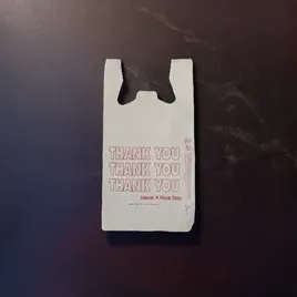 Bag 1/6 HDPE 12MIC White Thank You T-Sack 1000/Case | Imperial Dade