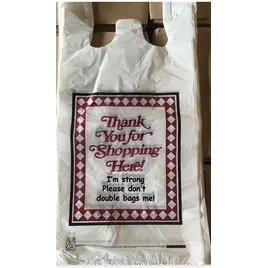 Bag 12X8X24.25 IN HDPE 18MIC Black Red Thank You T-Sack 500/Case ...