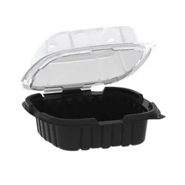 Take-Out Container Hinged With Dome Lid 6X6 IN PP Black Clear Square ...