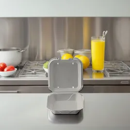 Take-Out Container Hinged 9X9X3 IN Polystyrene Foam White Square Vented ...