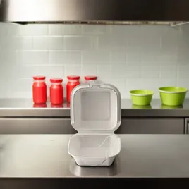 Take-Out Container Hinged 6X6X3 IN Polystyrene Foam White Square 500 ...